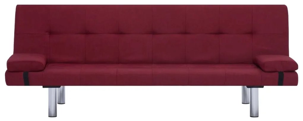 vidaXL 282191 Marketos Sofa Bed with Two Pillows Wine Red Polyester