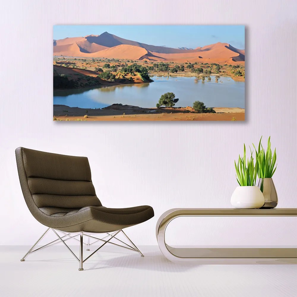 akrylový obraz Jezero Poušť Krajina 120x60 cm