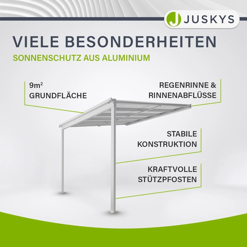 Juskys Hliníkové zastřešení terasy Borneo Barva: tmavě šedá, Velikost: 5 × 3 m