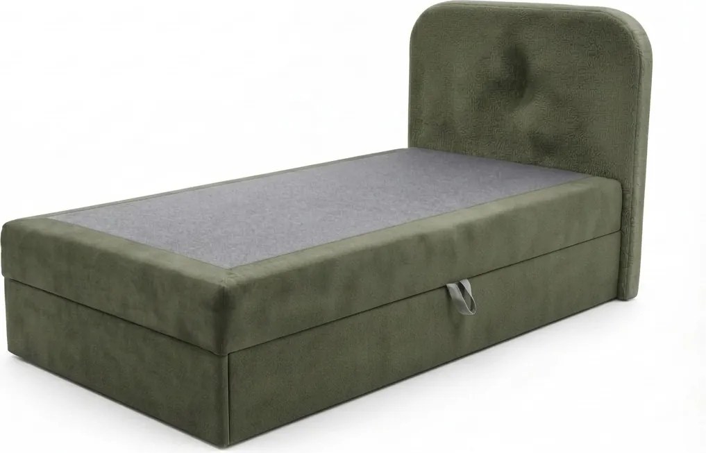 Čalouněná postel boxspring FORENA 90x200 cm tmavě zelená Matrace: Matrace Bonell pružinová