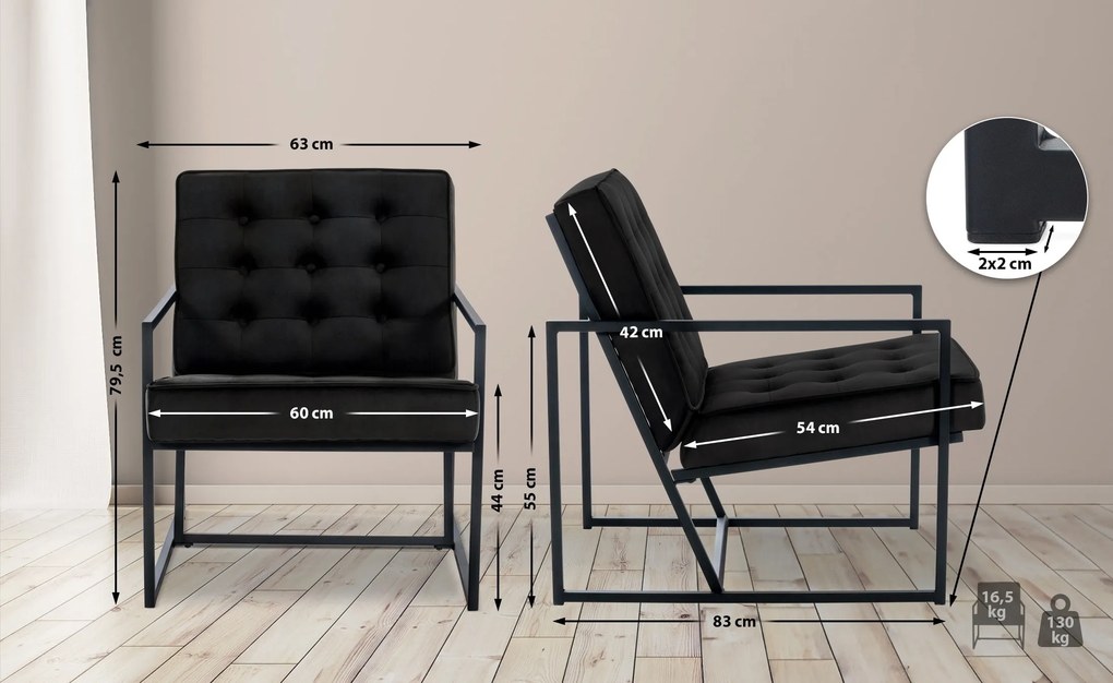 Relaxační křeslo Avon samet – černá