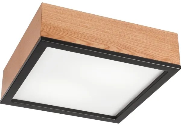Stropní svítidlo OAK SQUARE 2xE27/15W/230V 31x31 cm dub/černá