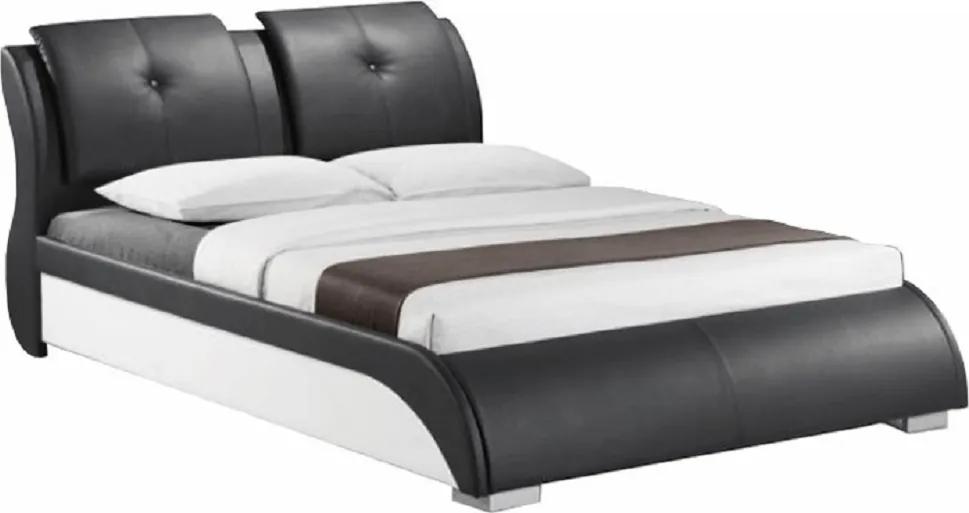 Manželská postel, ekokůže černá / bílá, 160x200, TORENZO
