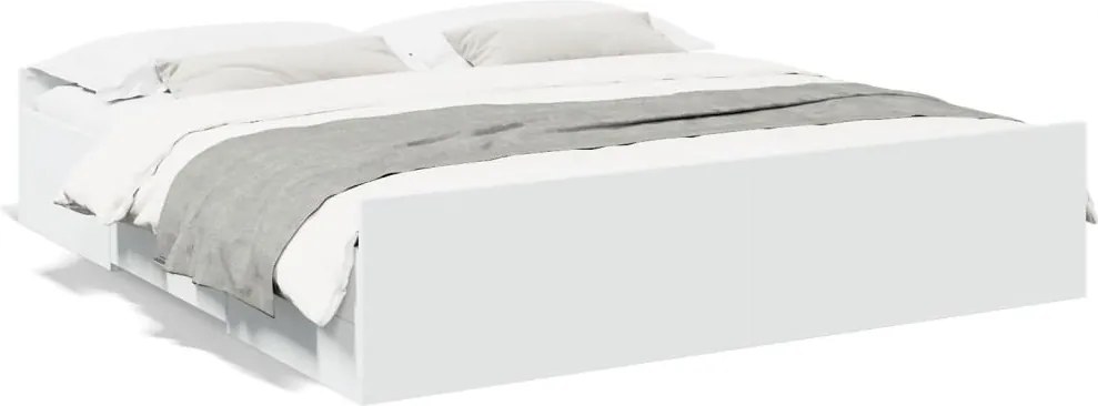 Rám postele se zásuvkami bílý 200 x 200 cm kompozitní dřevo 3280265
