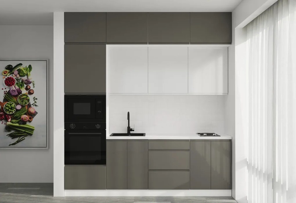 Sada 2.4 Bílá / tmavě šedý lesk, bílý lesk Interno Glaňec Luxe