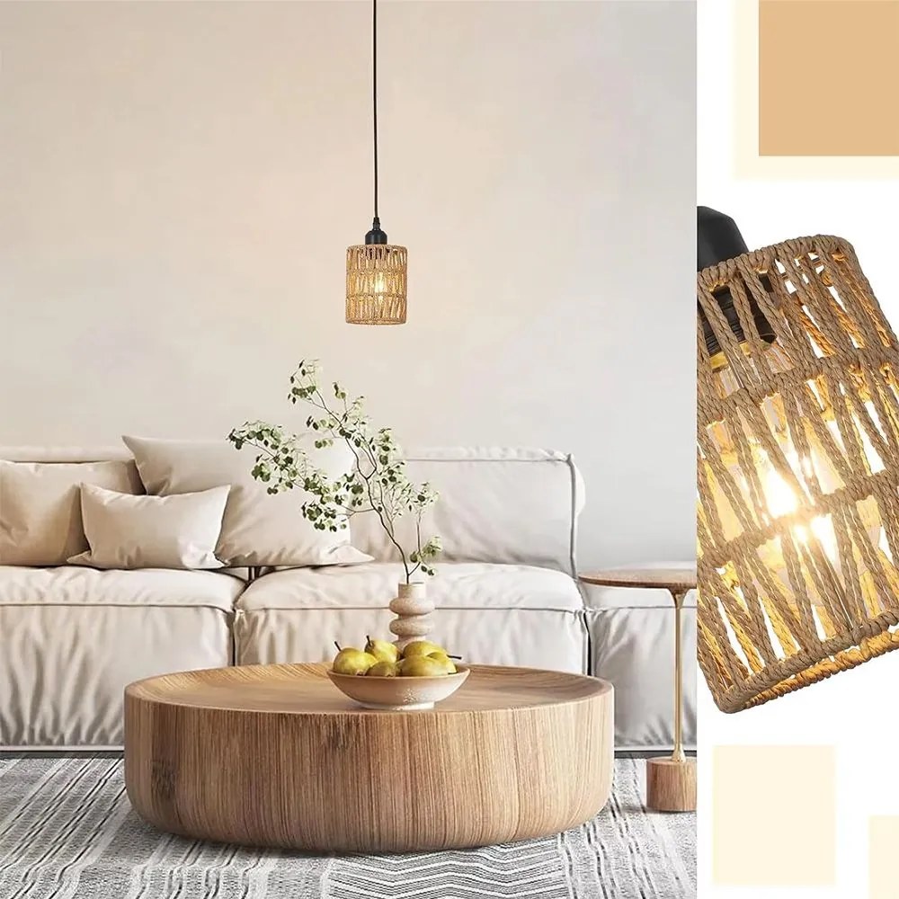 Toolight Boho, závěsné stropní svítidlo 1xE27 APP1622-1CP, hnědá-černá, OSW-05681