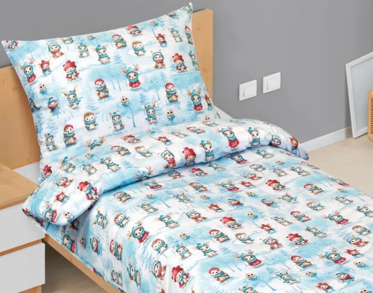 Bellatex Povlečení bavlněné Vánoce 140x200, 70x90 cm Zvířátka v zimě