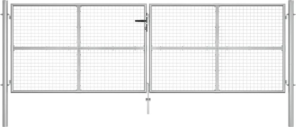 Zahradní branka pozinkovaná ocel 400 x 125 cm stříbrná 144300