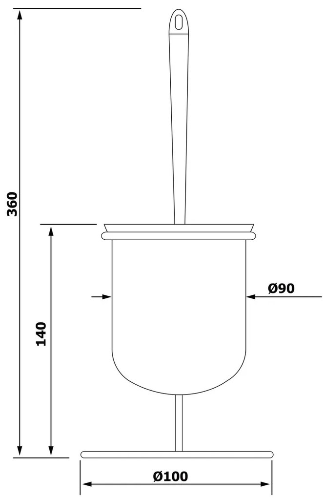 AQUALINE GA1304 Simple line WC štětka, stříbrná