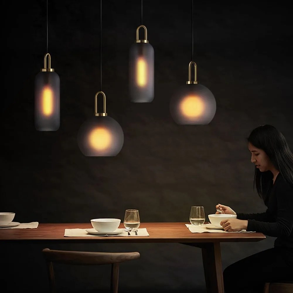 Toolight - Skleněná závěsná svítilna 1xE27 60W APP442-CP, zlatá, OSW-05934