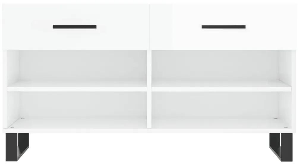 Botník bílý s vysokým leskem 102 x 35 x 55 cm kompozitní dřevo - Default Title
