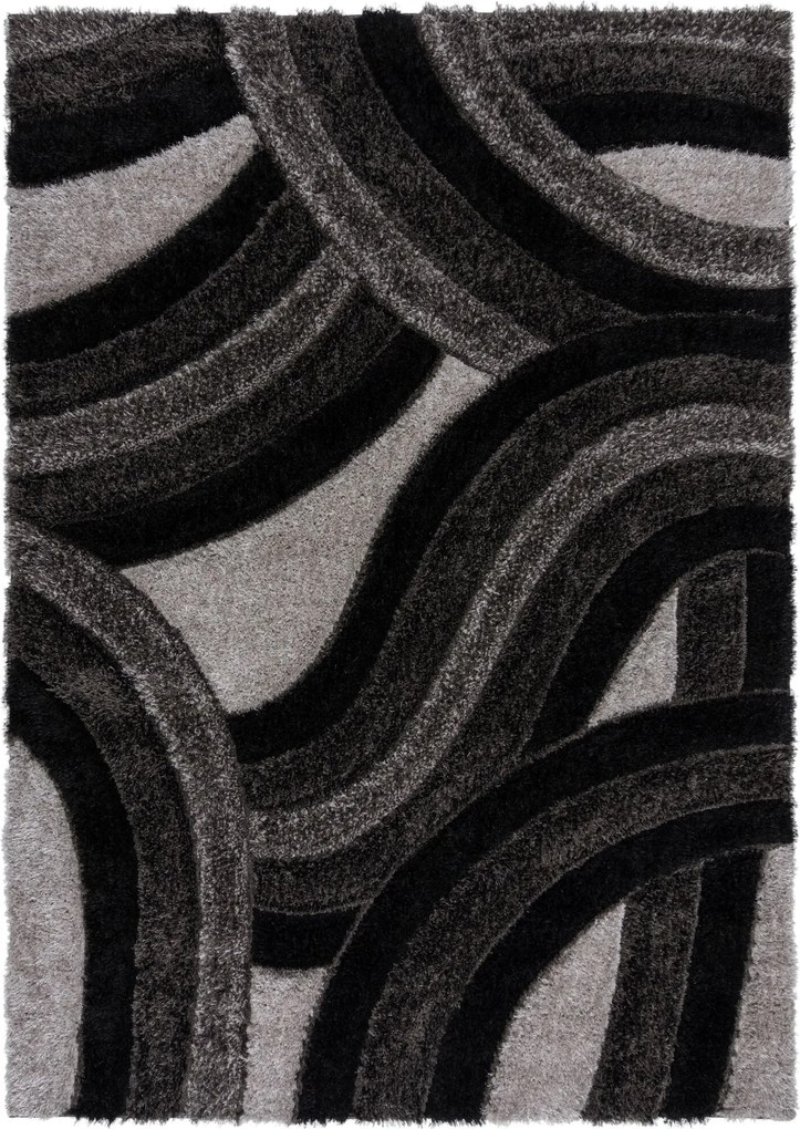 Flair Rugs, AKCE: 80x150 cm Kusový koberec Indulgence Velvet Carved Grey/Black, černá, ložnice
