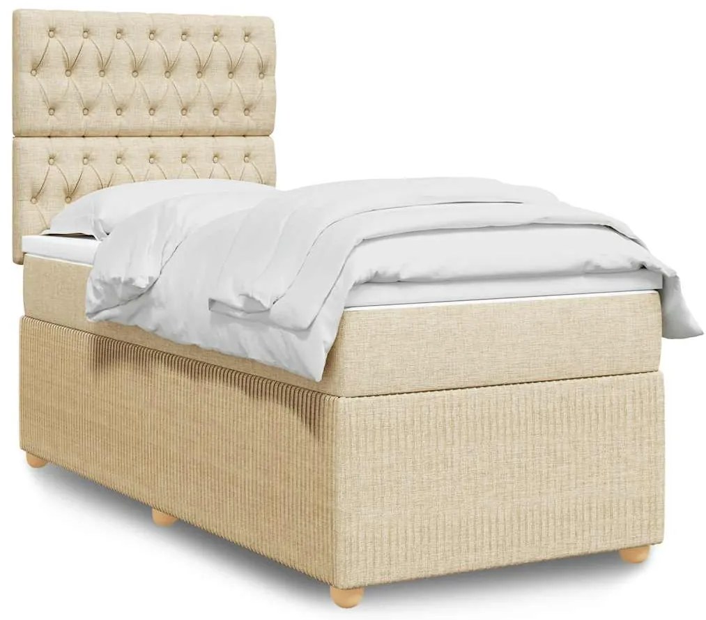 Box spring postel s matrací krémová 90x200 cm textil 3294251