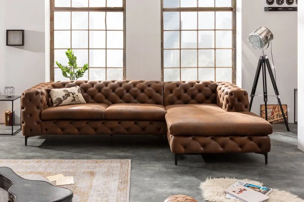 Chesterfield rohová sedací souprava ZETHOS Dekorhome