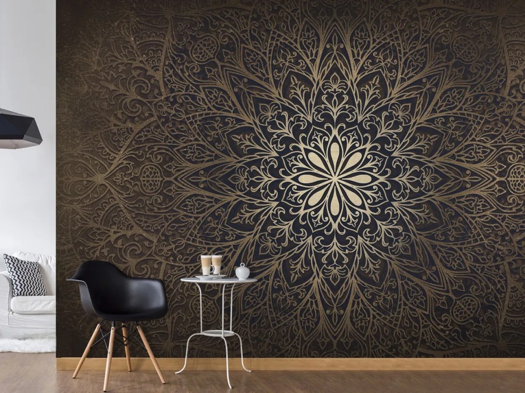 Murando DeLuxe Tapeta bronzová mandala Velikost (šířka x výška): 400x280 cm