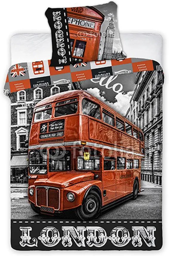 FARO povlečení London Bus ulice bavlna 140x200 70x80