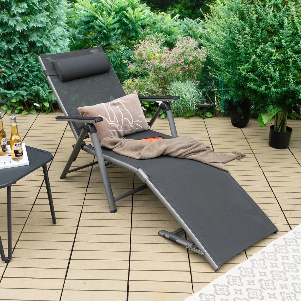 Costway Patio lehátko venkovní patio židle skládací lehátko s 8 nastavitelnými