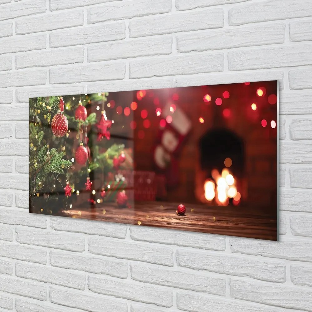 Obraz na skle Ozdoby vánoční strom dárky 120x60 cm