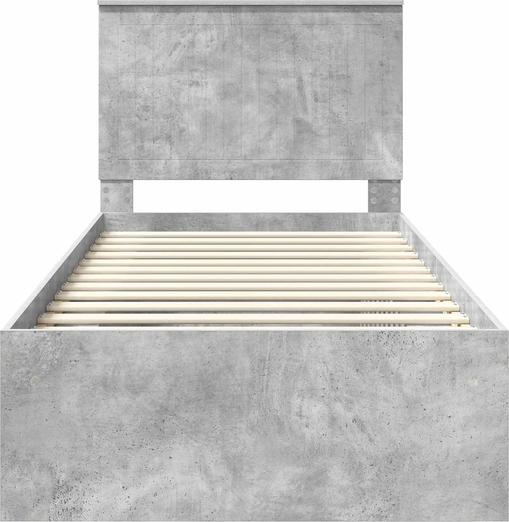 Rám postele s čelo Beton 90 x 200 cm Masivní borové dřevo 3411058