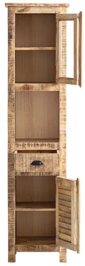 furniture-nabytek.cz - Masivní vysoká skříň Carino z mangového dřeva, lakovaná, hnědá – 50×40×180 cm