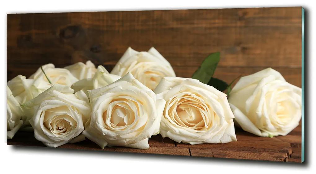 Foto obraz sklo tvrzené Bílé růže