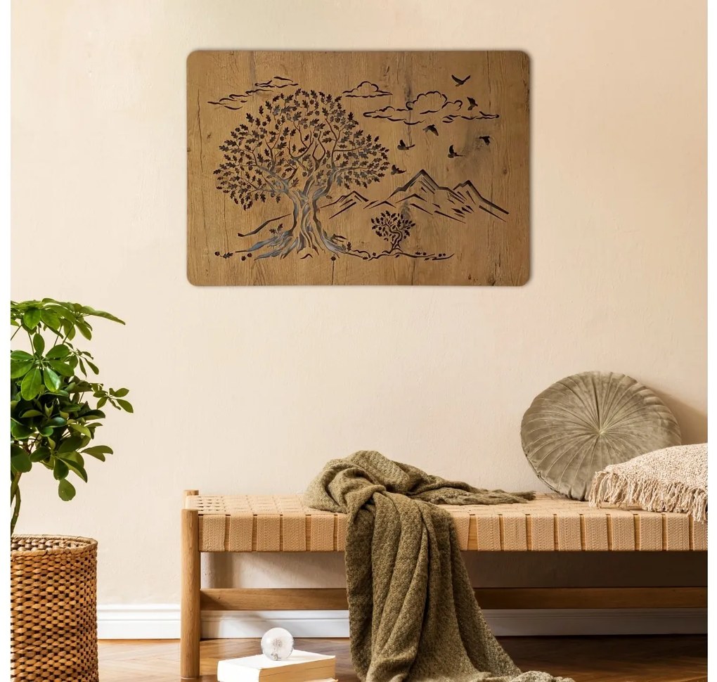 Li-Go "Dva duby" světelný obraz 230V 90x62cm provedení povrchu: dub světlý
