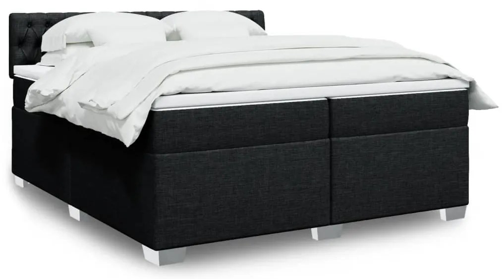Box spring postel s matrací černá 200x200 cm textil 3288304