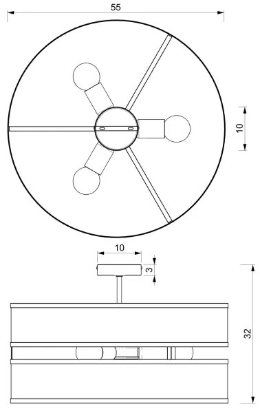 Přisazený lustr GLUM 3xE27/60W/230V černá