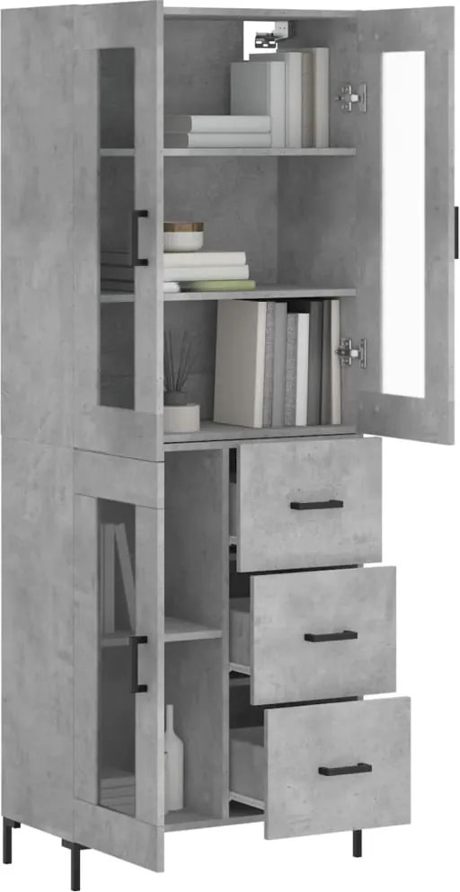 Skříň highboard betonově šedá 69,5x34x180 cm kompozitní dřevo 3198597