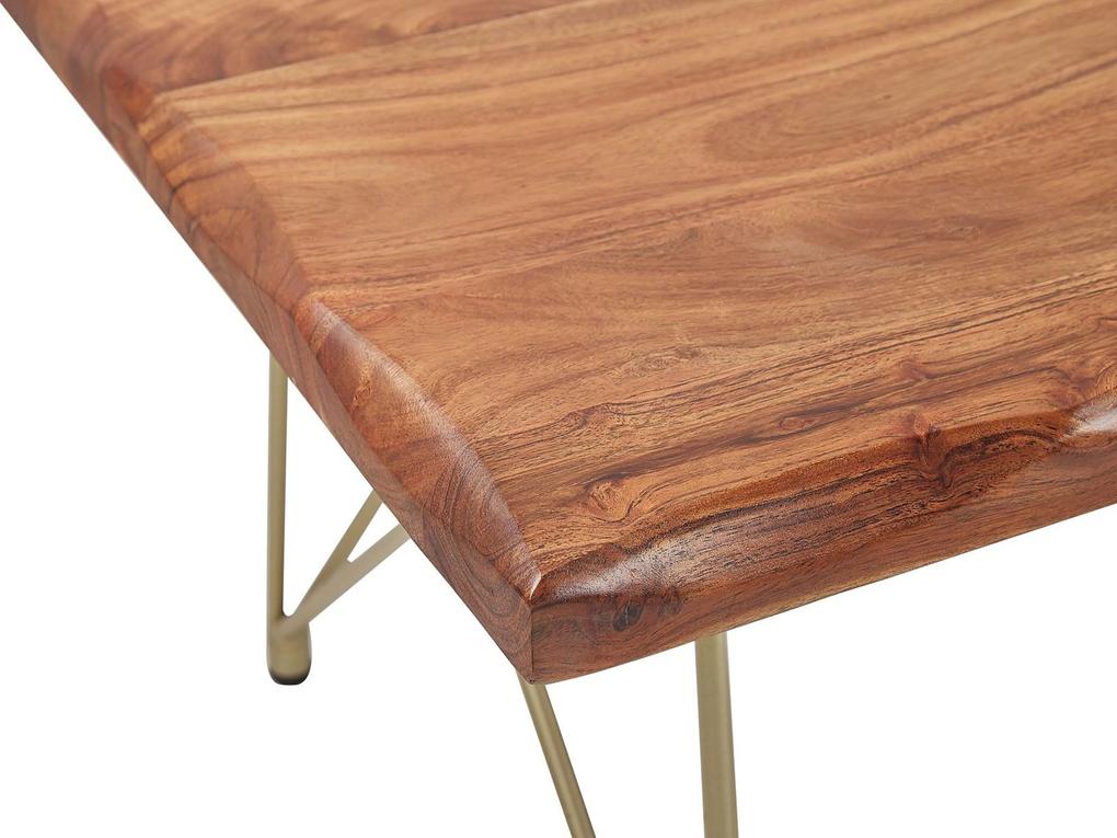 Konferenční stolek ze světlého akáciového dřeva se zlatou RALEY Beliani