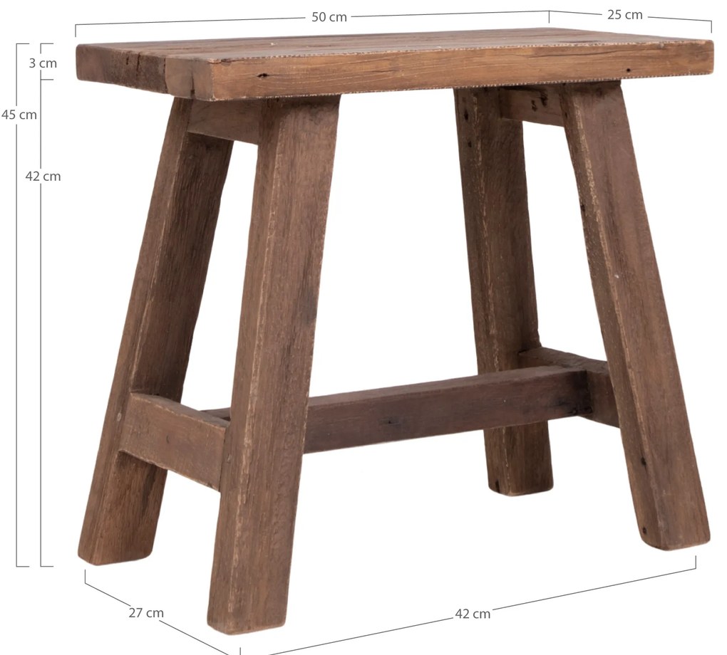 House Nordic Dřevěná lavice BARCELONA hnědá 50 cm 1401010