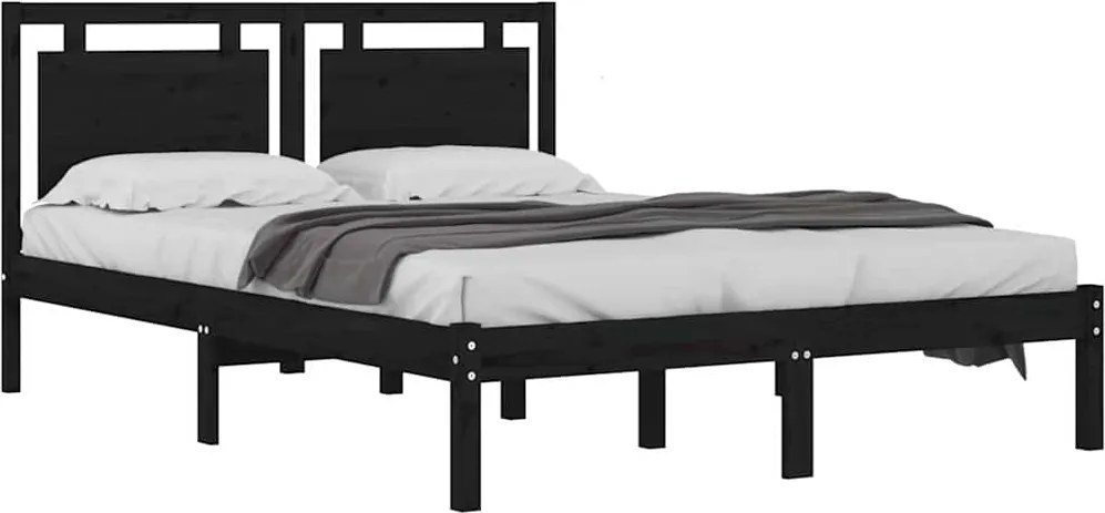 Rám postele černý masivní dřevo 200 x 200 cm 3105559