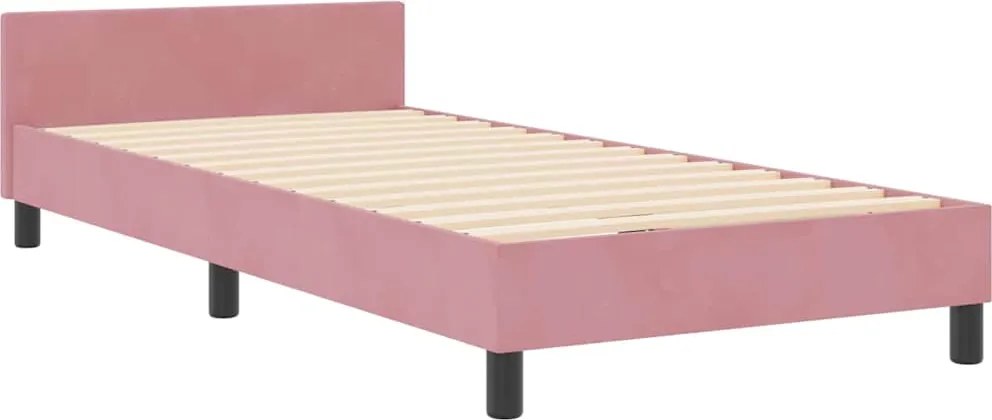 Postel s boxspringem s čelo Růžová 100 x 200 cm samet 3344926