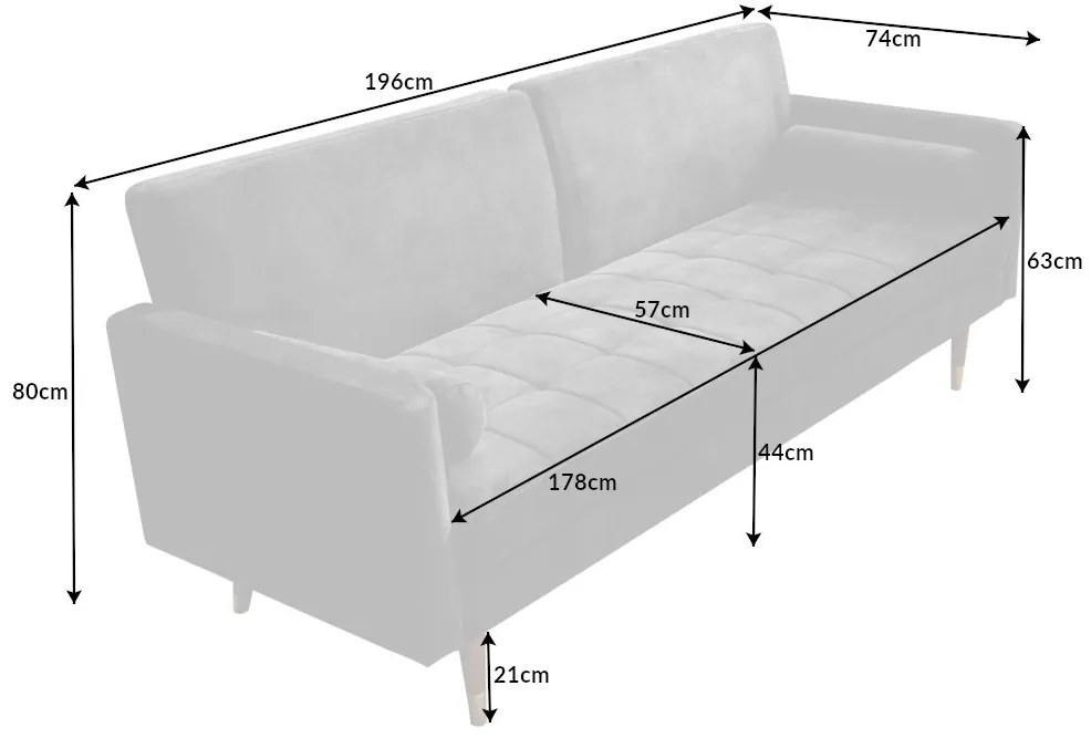 Designová rozkládací sedačka Walvia 196 cm šedá