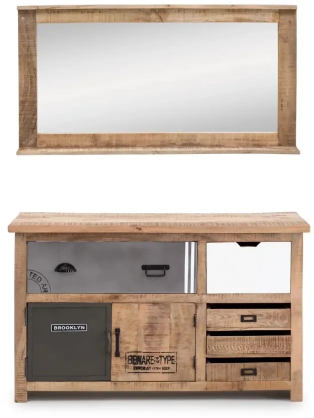 furniture-nabytek.cz - Masivní koupelnové zrcadlo Padma II z mangového dřeva, lakované, přírodní barva – 124×65 cm