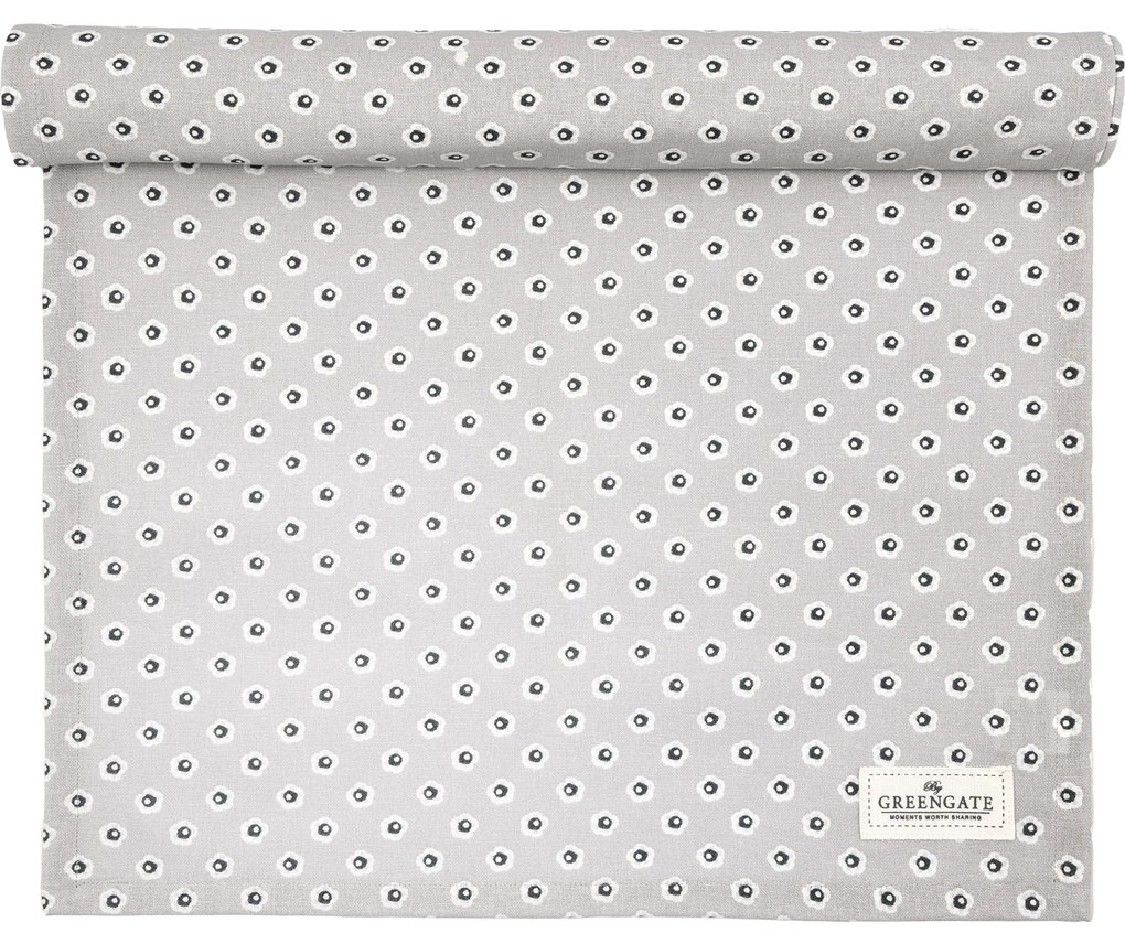 GREEN GATE Bavlněný běhoun Malia Grey 140 x 45 cm, šedá barva, textil