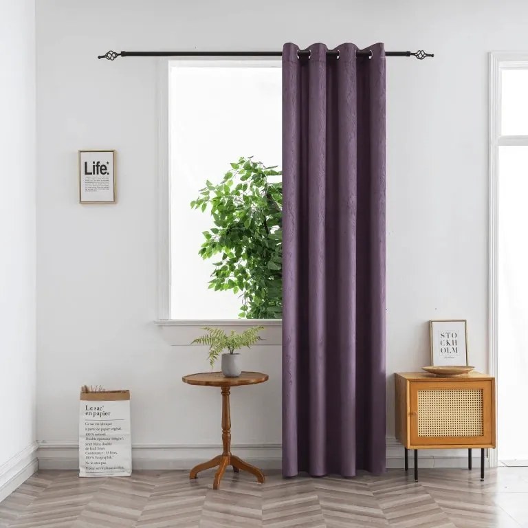 Zatemňovací závěs DUNES VELVET 140x250 cm, fialový Zavěšení: Řasící páska