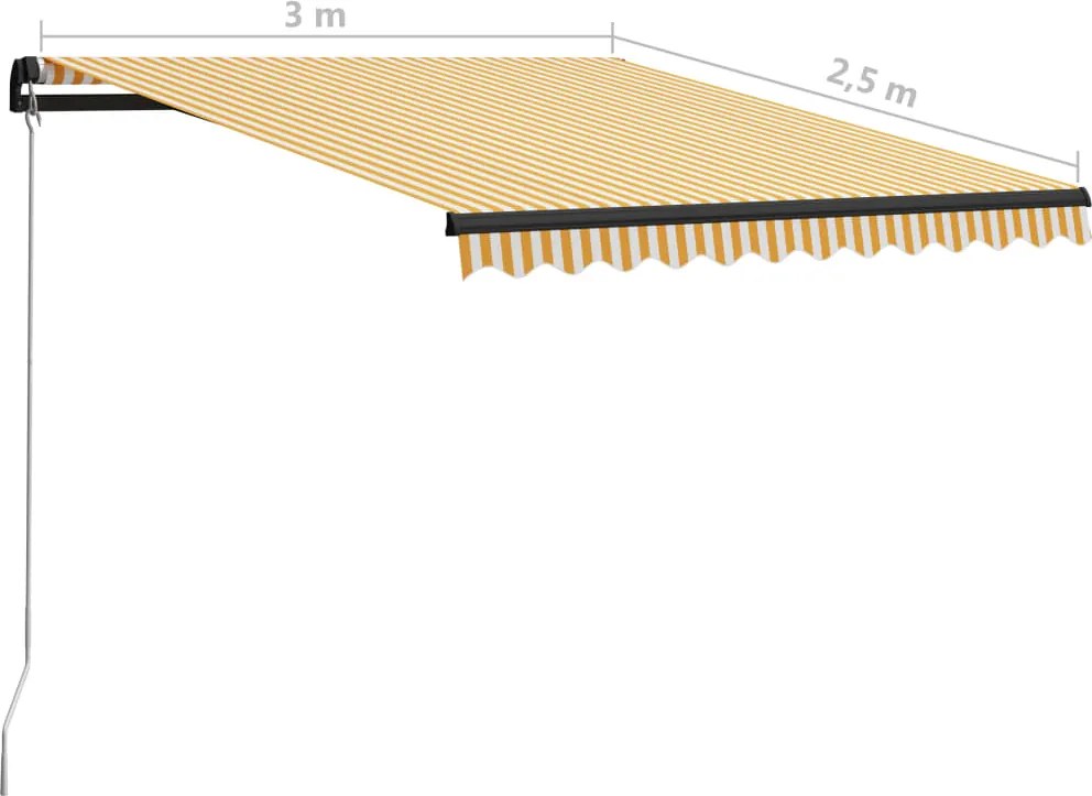 vidaXL Marketos Ručně zatahovací markýza 300 x 250 cm žlutobílá