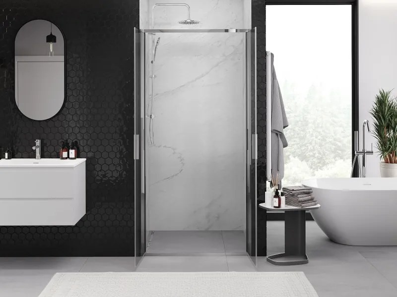 Mexen Exo, dvojité výklopné sprchové dveře, 120 cm, transparentní sklo, chrom, 814-120-000-01-00