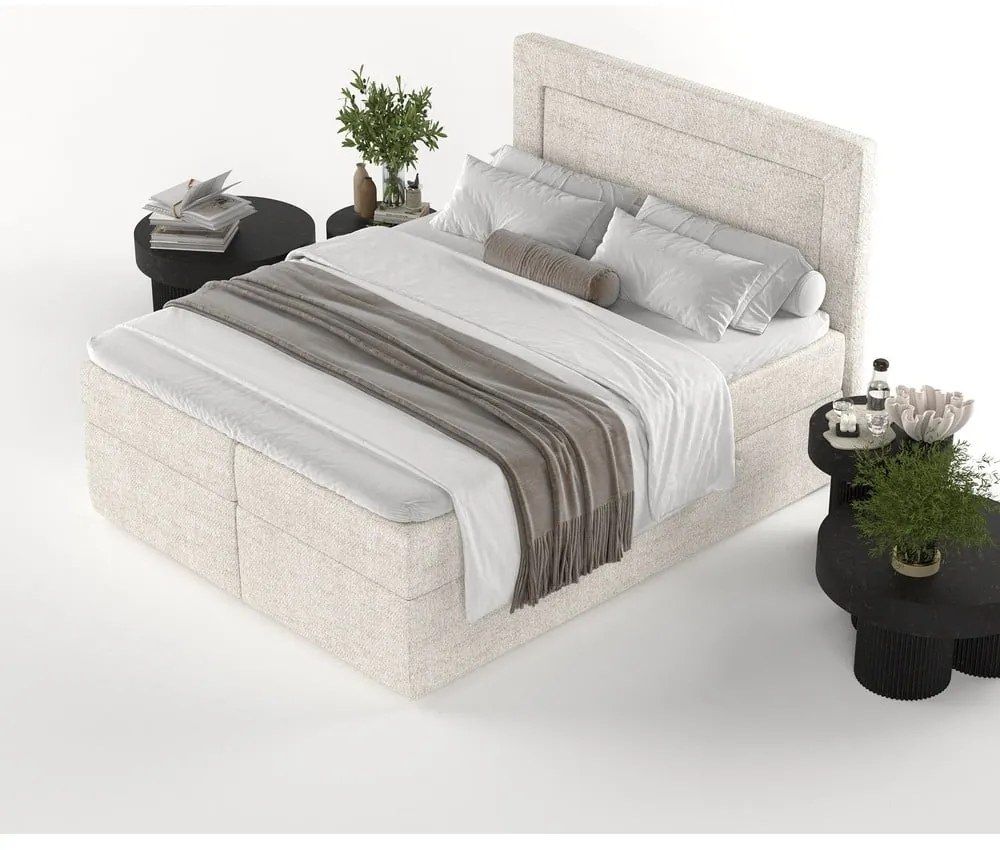 Krémová boxspring postel s úložným prostorem 180x200 cm Imagine – Maison de Rêve