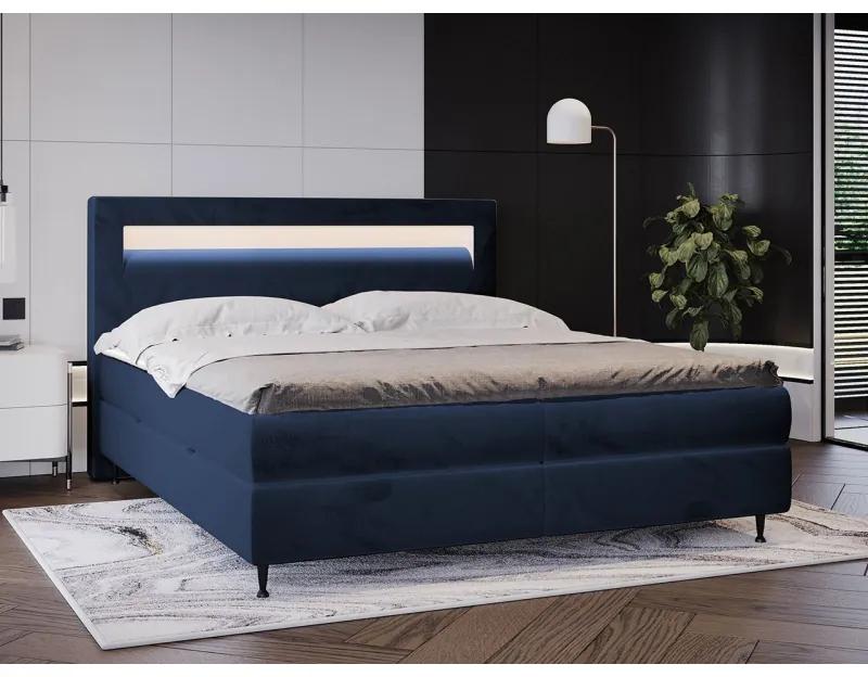 Kontinentální postel s osvětlením Eurybia, Rozměr postele: 180 x 200 cm, Potah: Ekokůže Soft 017 (bílá)