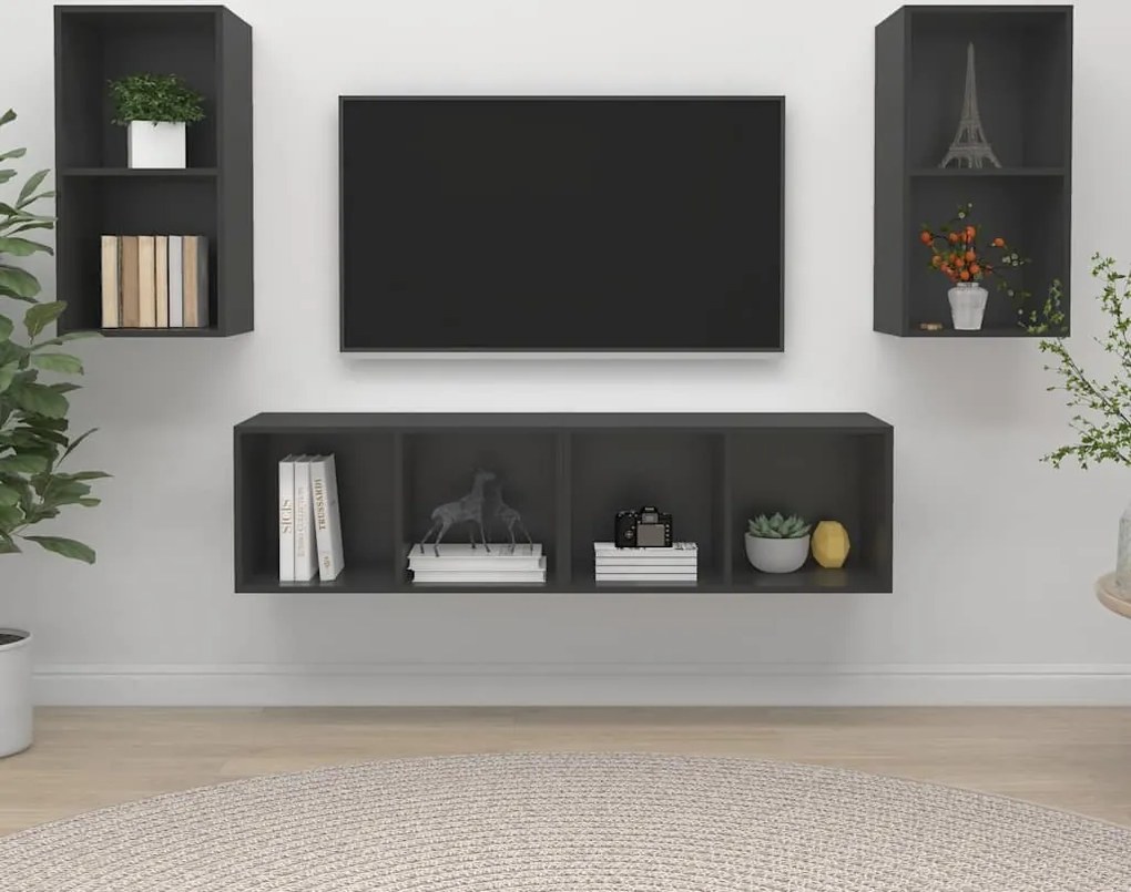 vidaXL Nástěnné TV skříňky 4 ks dřevotříska [3079871] Barva: Bílá