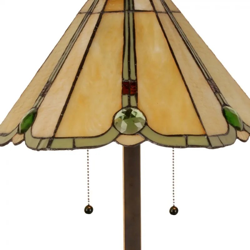 Zeleno-béžová stolní lampa Tiffany Phillipe – 40x67 cm