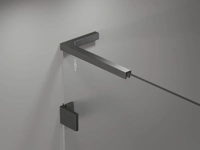 Mexen Lunar L vanová zástěna 1-křídlová 80 x 150 cm, transparentní, kartáčovaná gun gray - 897L-080-000-66-00