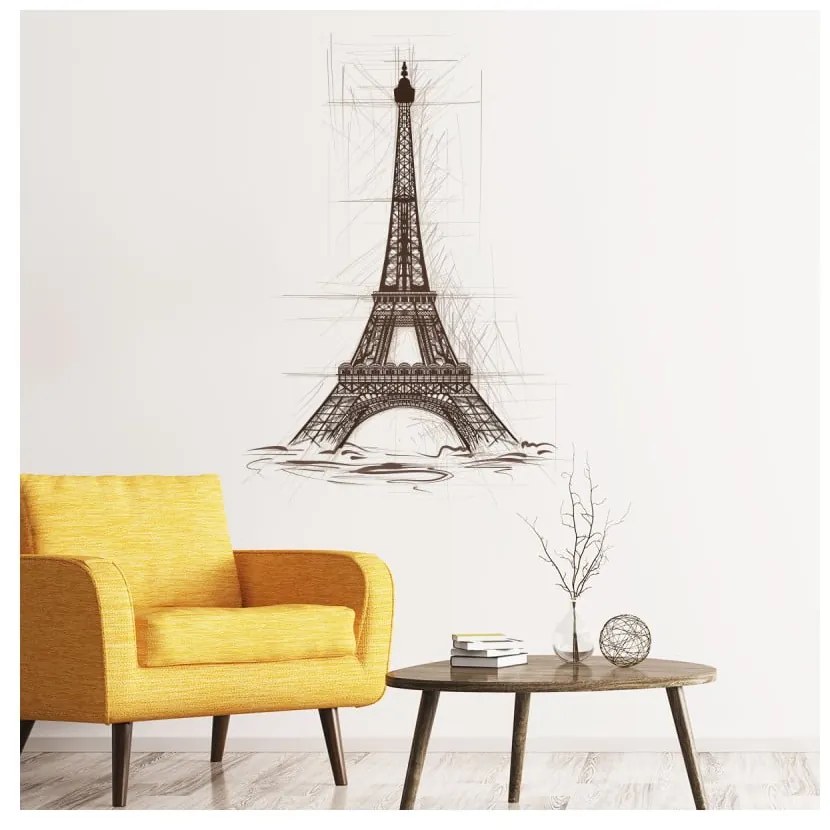 Nástěnná samolepka Ambiance Wall Decal Eiffel Tower Drawing, 85 x 60 cm