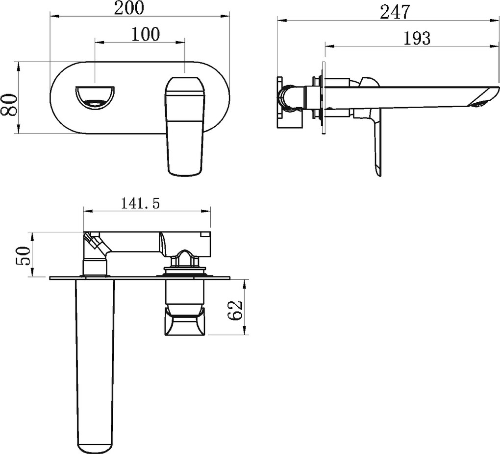 Novaservis Nobless Tina - Umyvadlová baterie pod omítku s tělesem, chrom, 38200,0