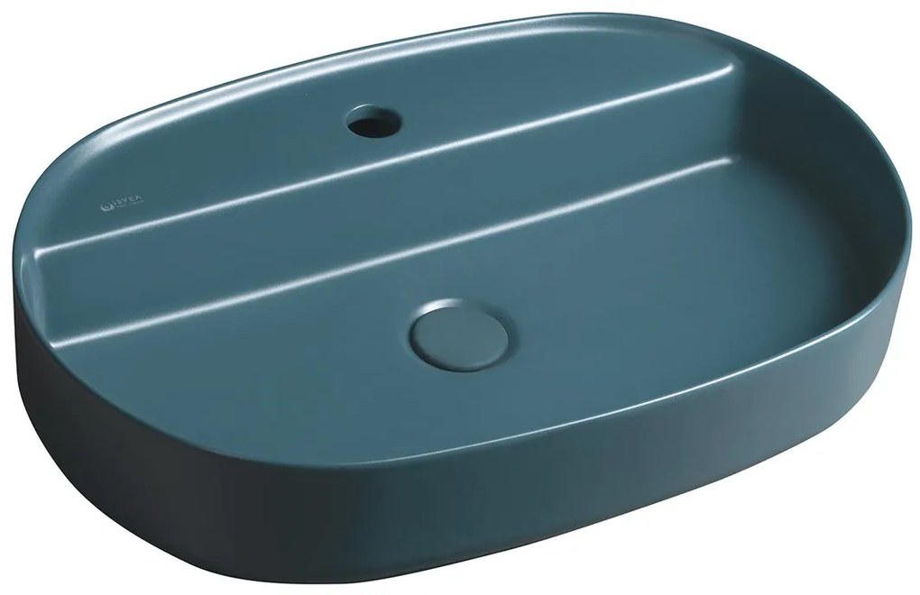 Isvea, INFINITY OVAL keramické umyvadlo na desku, 60x40 cm, matná zelena Petrol, 10NF65060-2P