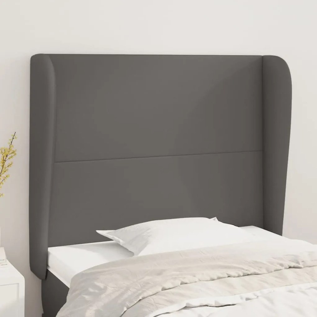 Čelo postele typu ušák tmavě šedé 103x23x118/128 cm umělá kůže 3117764
