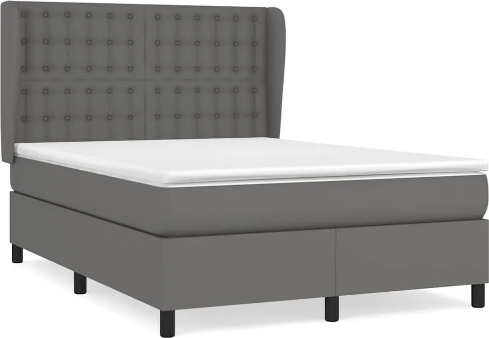 Box spring postel s matrací šedá 140x200 cm umělá kůže 3129037
