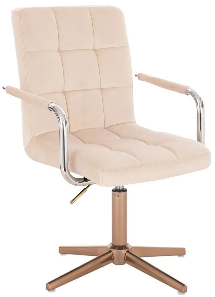 LuxuryForm DESIGN Otočná židle VERONA VELUR na zlatém kříži - krémová